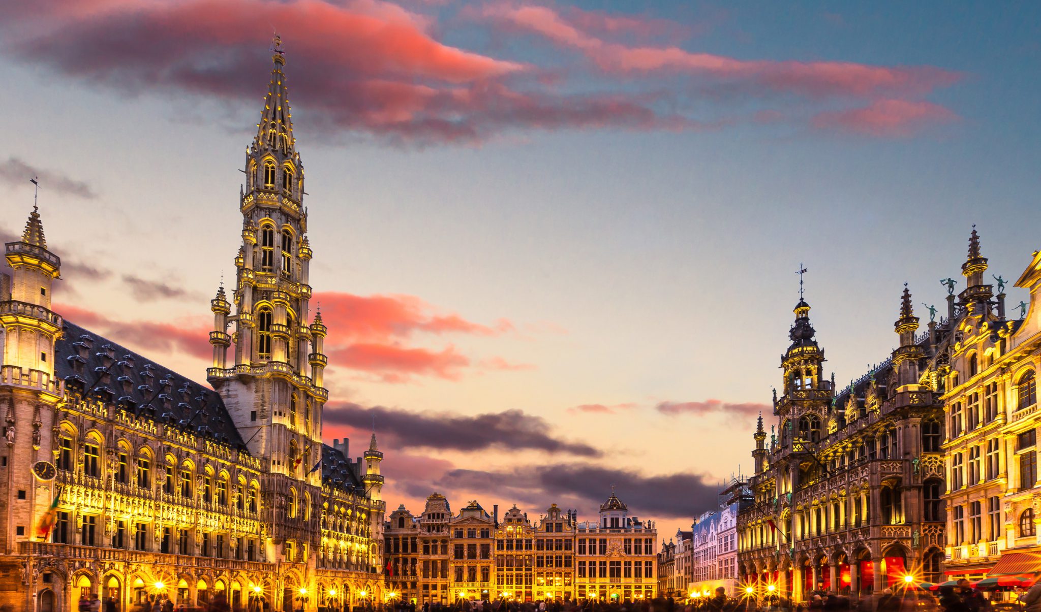 Brussels , Grand place in summer twilight ,Belgium